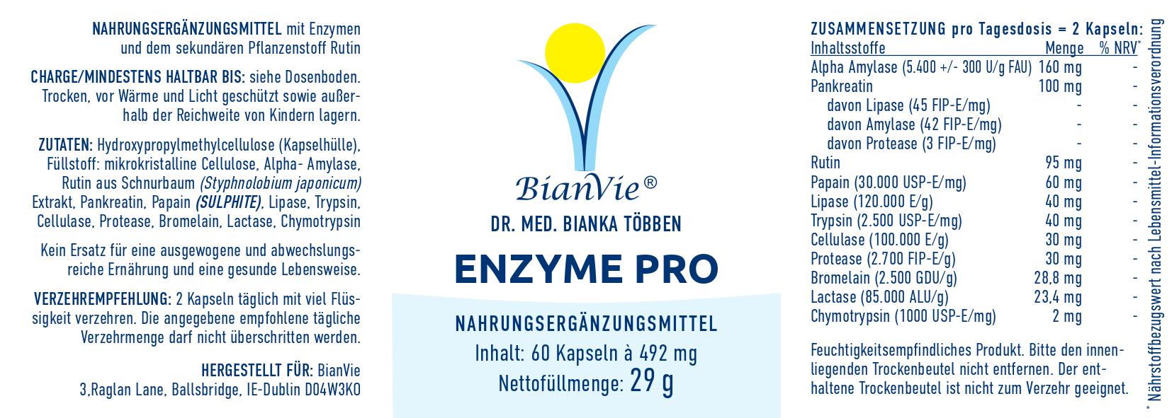 Enzyme PRO - Vegetarian, Premium Quality and Made in Austria | BianVie ...